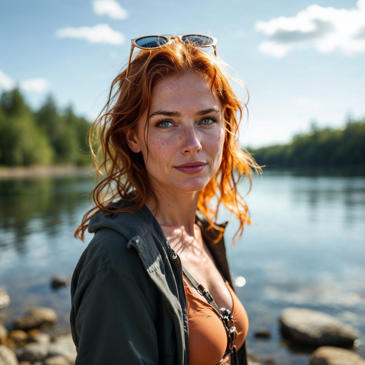 42 Pics of a Redhead at a Remote Lake - The AI Redheads