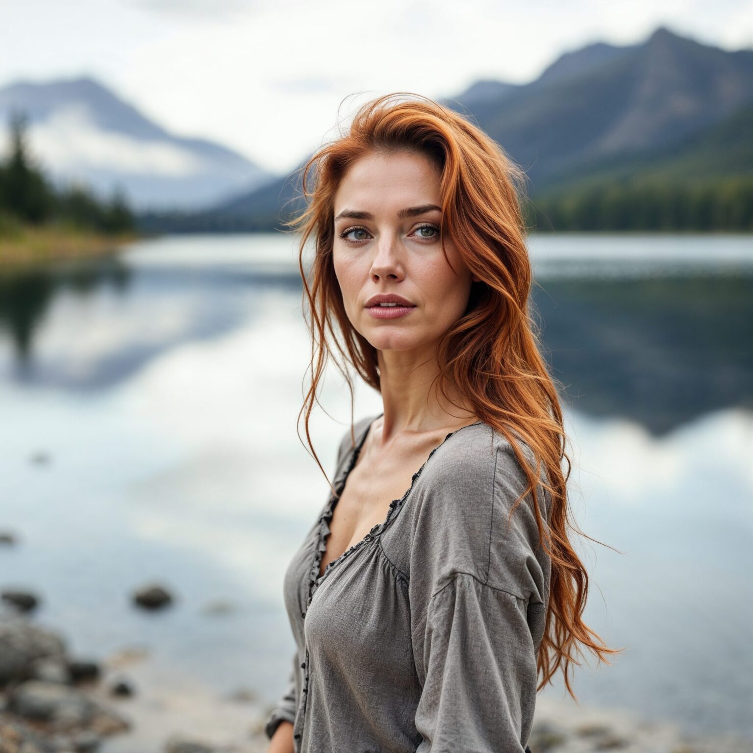 42 Pics of a Redhead at a Remote Lake - The AI Redheads