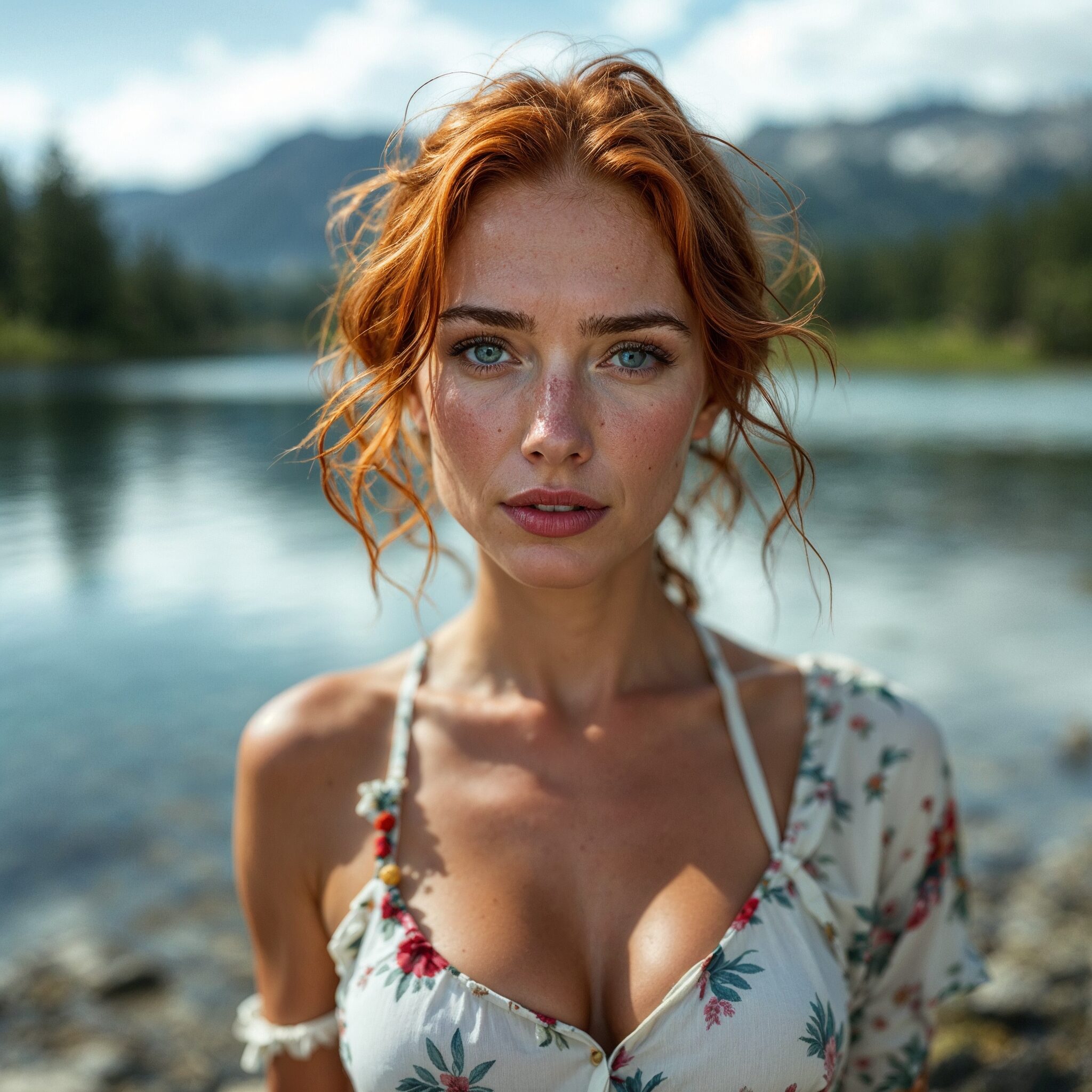42 Pics of a Redhead at a Remote Lake - The AI Redheads