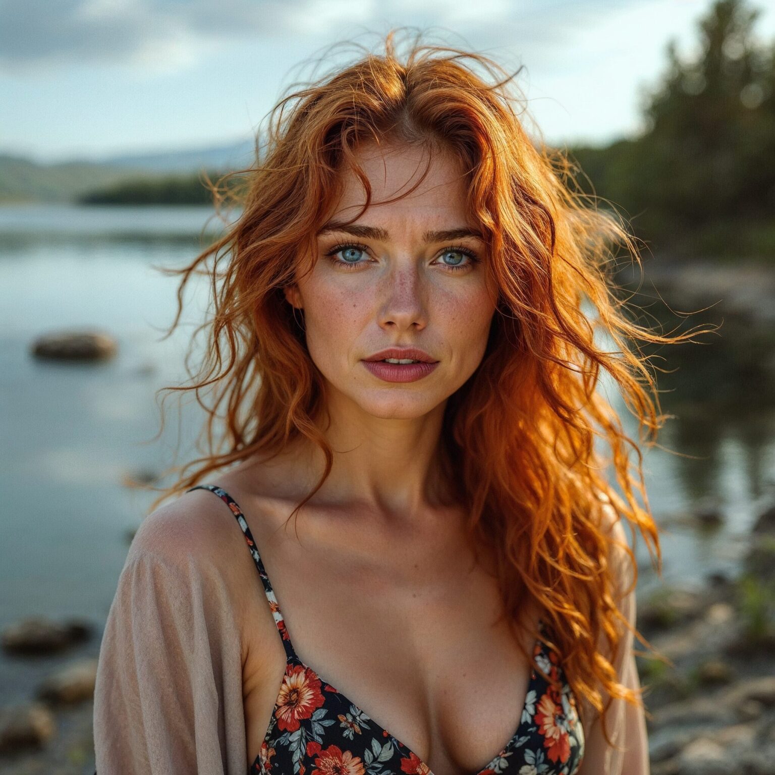 42 Pics of a Redhead at a Remote Lake - The AI Redheads