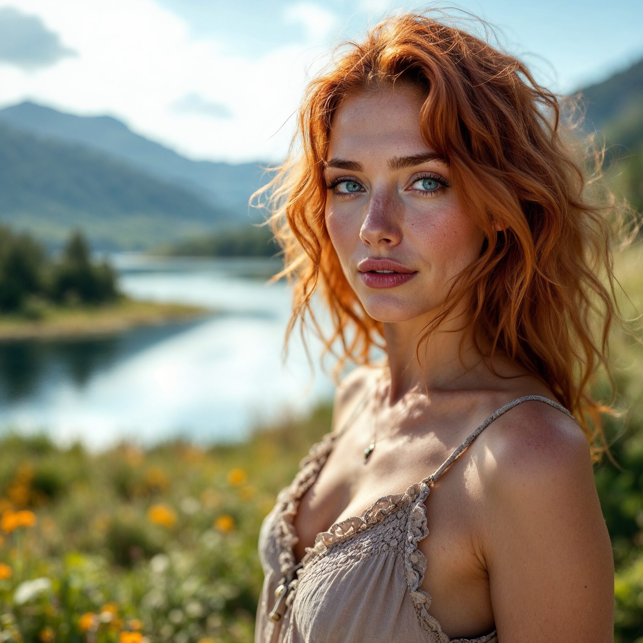 42 Pics of a Redhead at a Remote Lake - The AI Redheads